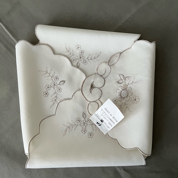 Dining | Vintage Bread Basket Liner Cream Embroidered New | Poshmark